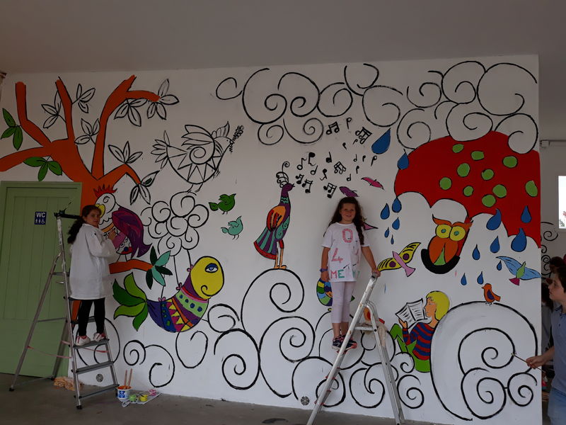 Une fresque géante envahit le préau de l'école - Mairie de Soual